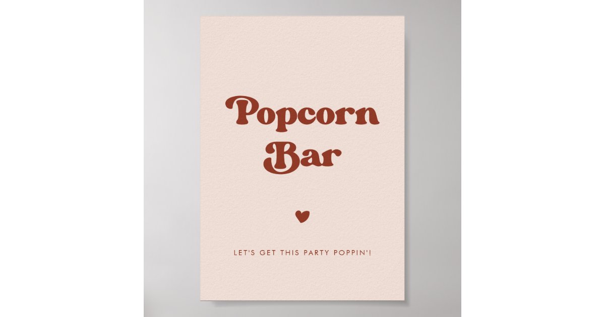 Stylish retro Peach Pink Wedding Popcorn bar sign | Zazzle