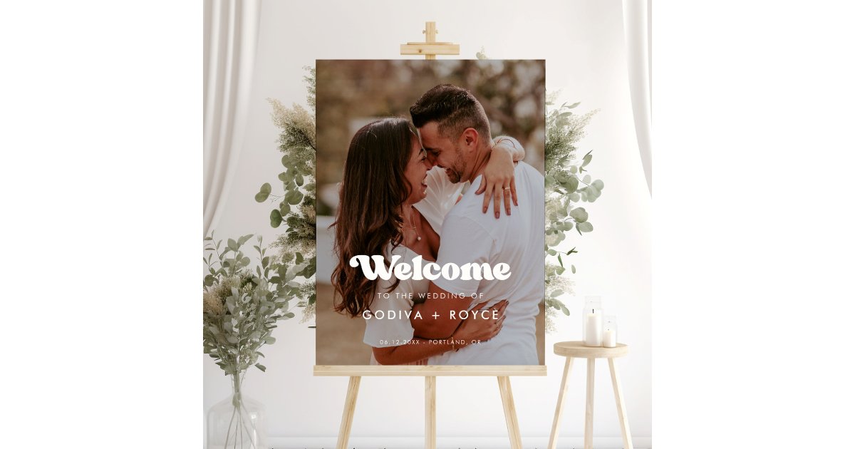 Stylish Retro Photo Wedding Welcome Sign | Zazzle