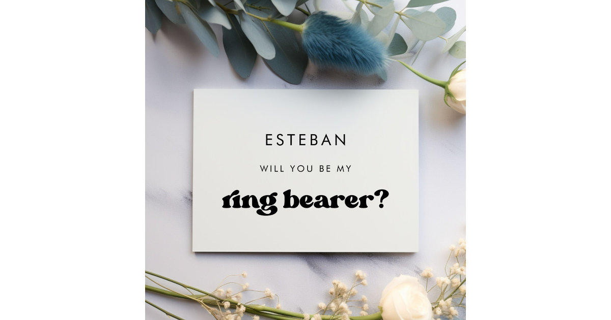 Stylish retro Ring Bearer proposal card | Zazzle