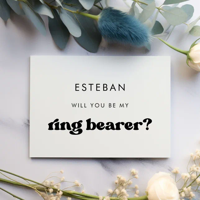 Stylish retro Ring Bearer proposal card | Zazzle