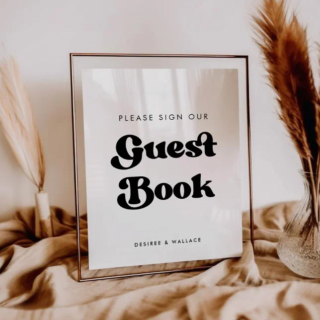 Stylish retro Sign our guest book wedding sign | Zazzle