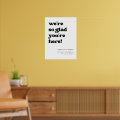 Stylish retro So glad you're here Wedding Welcome Poster | Zazzle