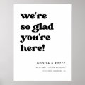 Stylish retro So glad you're here Wedding Welcome Poster | Zazzle