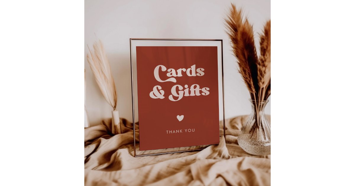 Stylish retro Terracotta Cards & Gifts sign | Zazzle