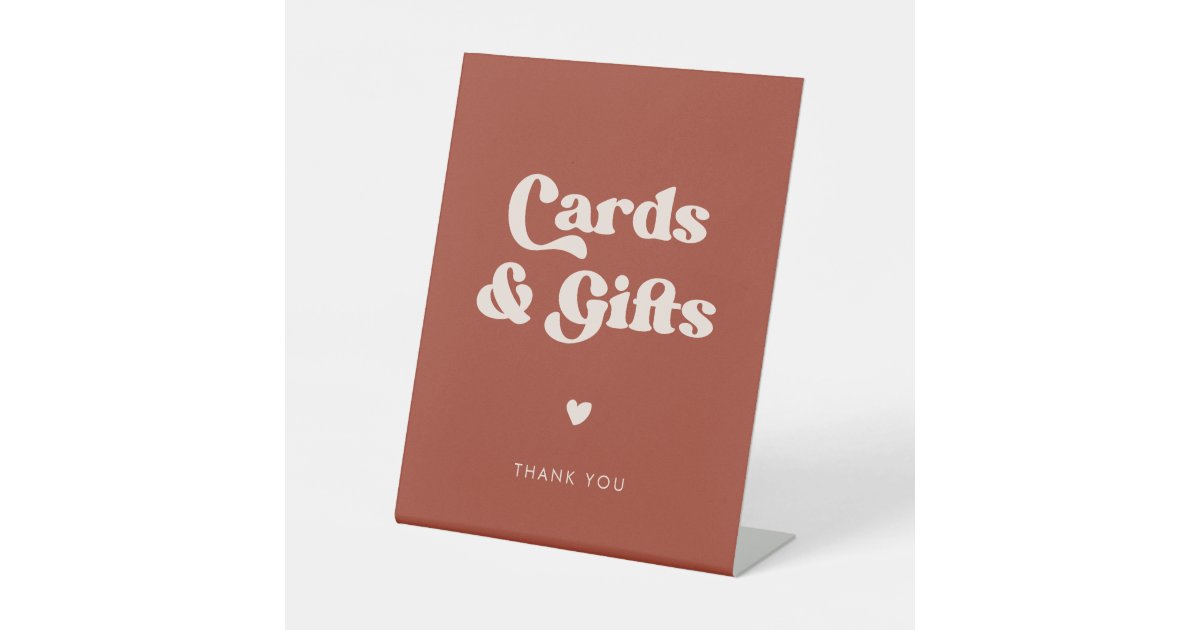 Stylish retro Terracotta Cards & Gifts wedding Pedestal Sign | Zazzle
