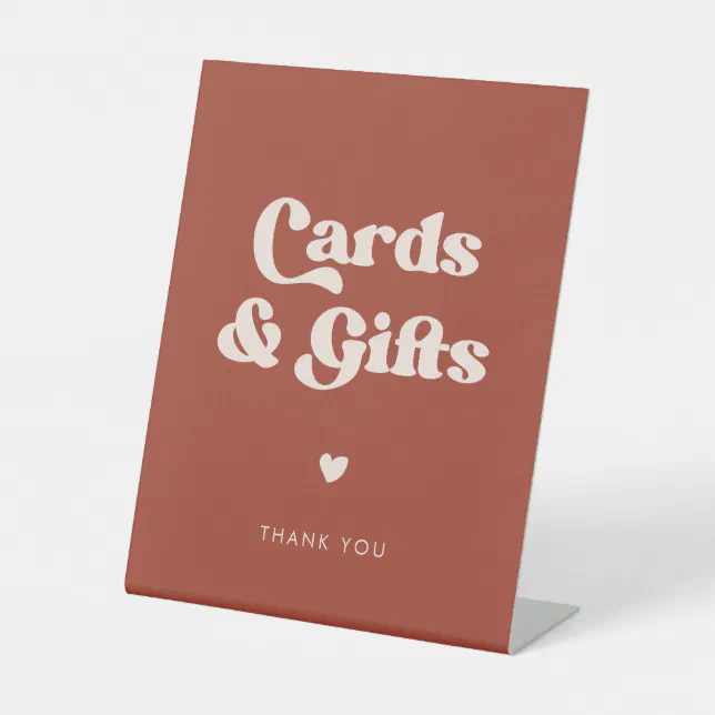 Stylish retro Terracotta Cards & Gifts wedding Pedestal Sign | Zazzle
