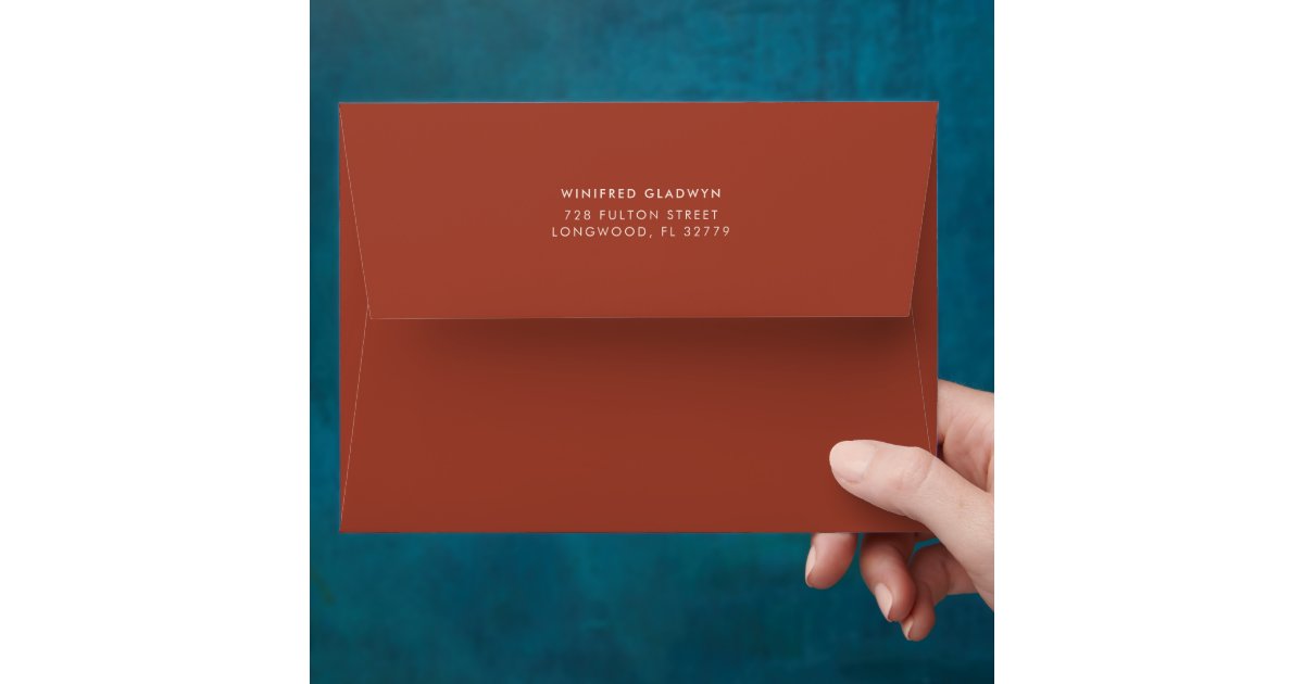 Stylish retro Terracotta wedding invitation Envelope | Zazzle