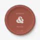 Stylish retro Terracotta Wedding Paper Plates | Zazzle