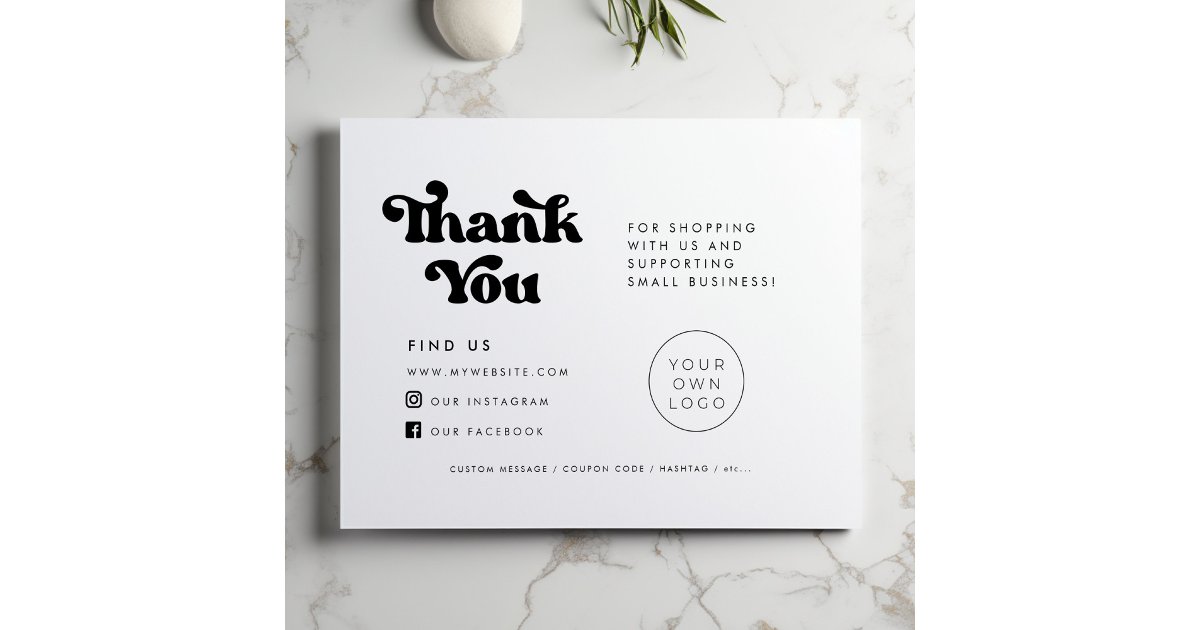 Stylish retro Thank you package insert card | Zazzle