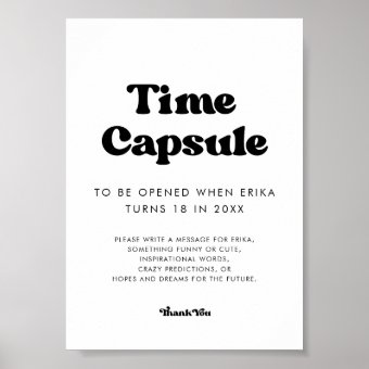 Stylish retro Time capsule 1st Birthday sign | Zazzle