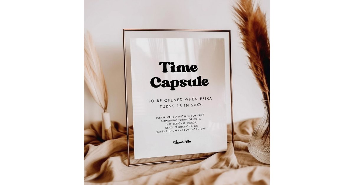Stylish retro Time capsule 1st Birthday sign | Zazzle