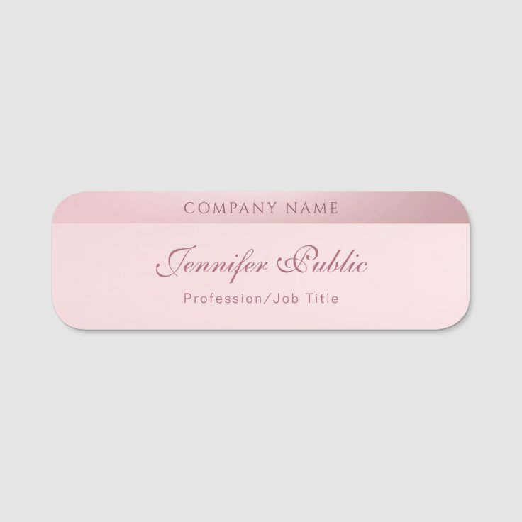 Stylish Rose Gold Calligraphy Script Name Template Name Tag | Zazzle