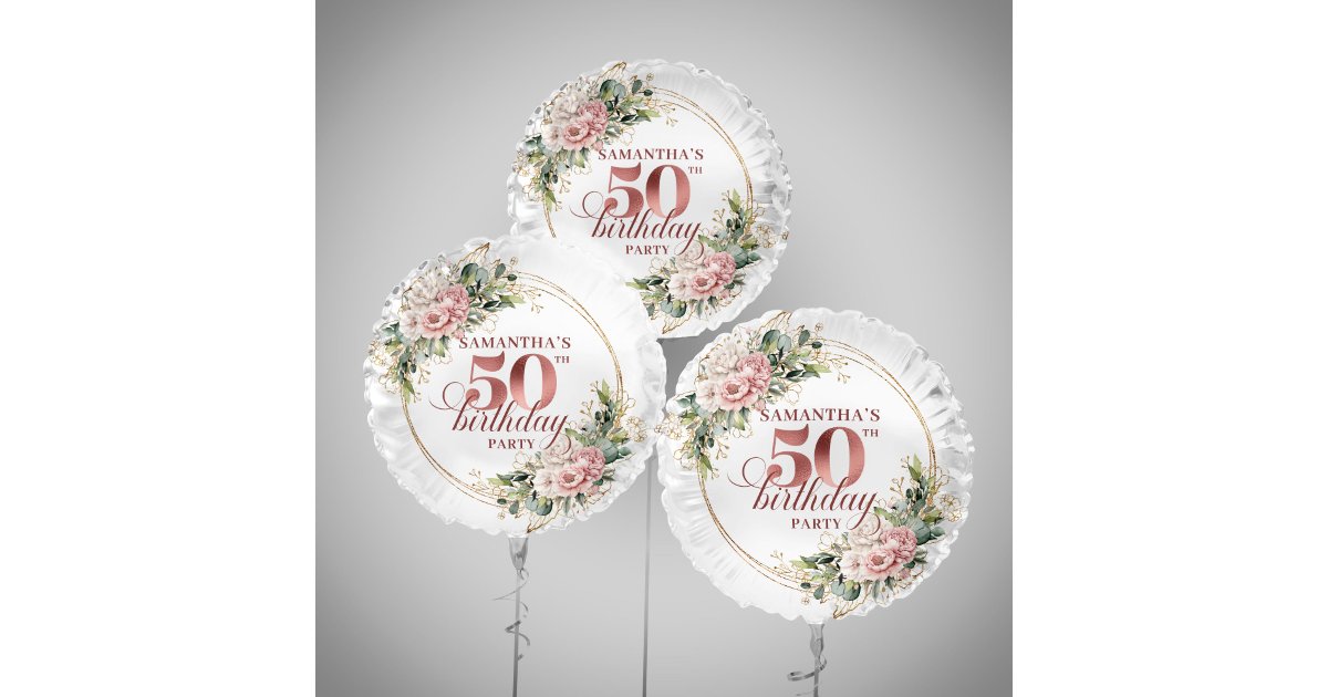 Stylish Rose Gold Pastel Pink 50th Birthday Decor Balloon | Zazzle
