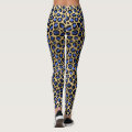 Stylish Royal Blue and Gold Foil Leopard Spots Leggings | Zazzle