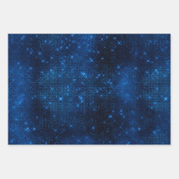 Stylish Royal Blue Glitter and Strata Patterns Wrapping Paper Sheets ...