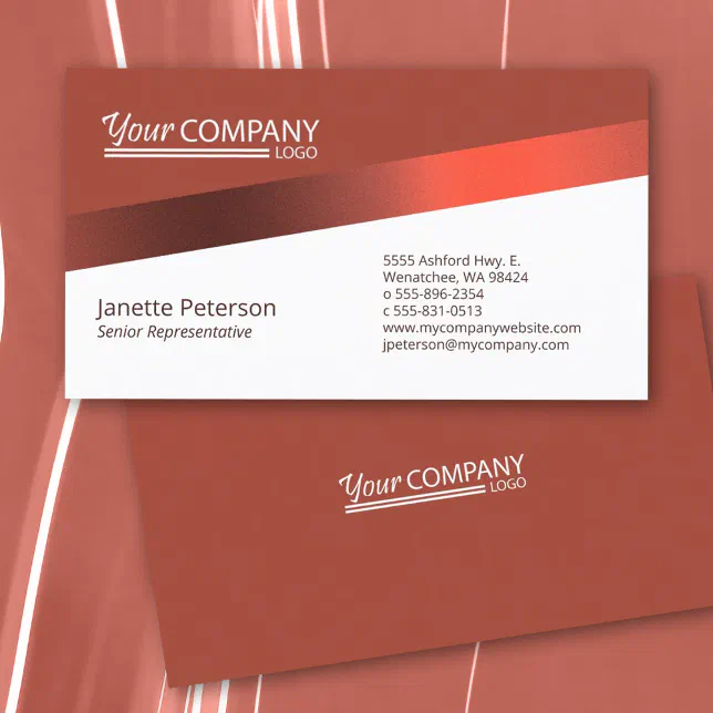 Stylish Rust Red, Burgundy Company Logo Business Card | Zazzle
