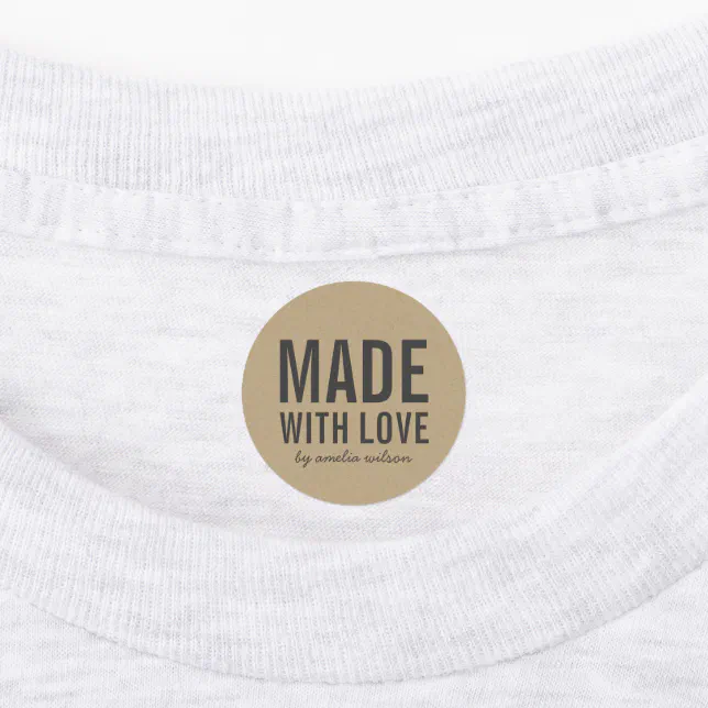 Stylish Rustic Bold Made with Love Faux Kraft Labels | Zazzle