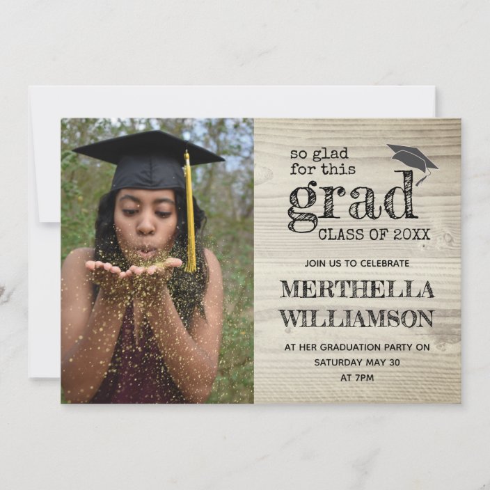 Stylish Rustic Photo Graduation Invitation | Zazzle.com