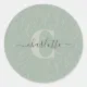 Stylish Rustic Sage Green Botanical Floral Name Classic Round Sticker ...