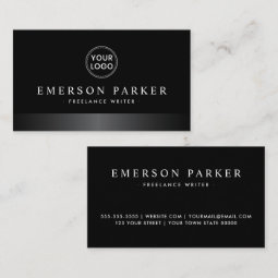 Stylish satin gray border custom logo professional business card | Zazzle