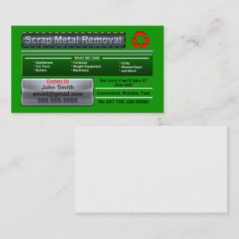 Stylish Scrap Metal Removal Business Card | Zazzle