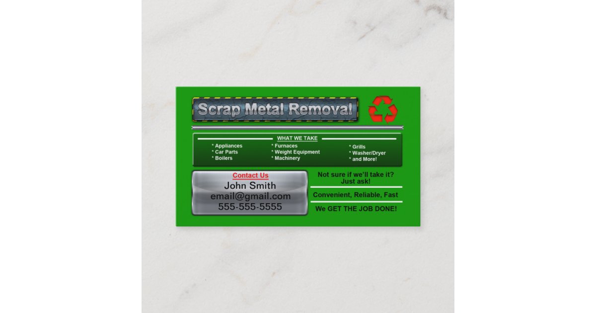Stylish Scrap Metal Removal Business Card | Zazzle