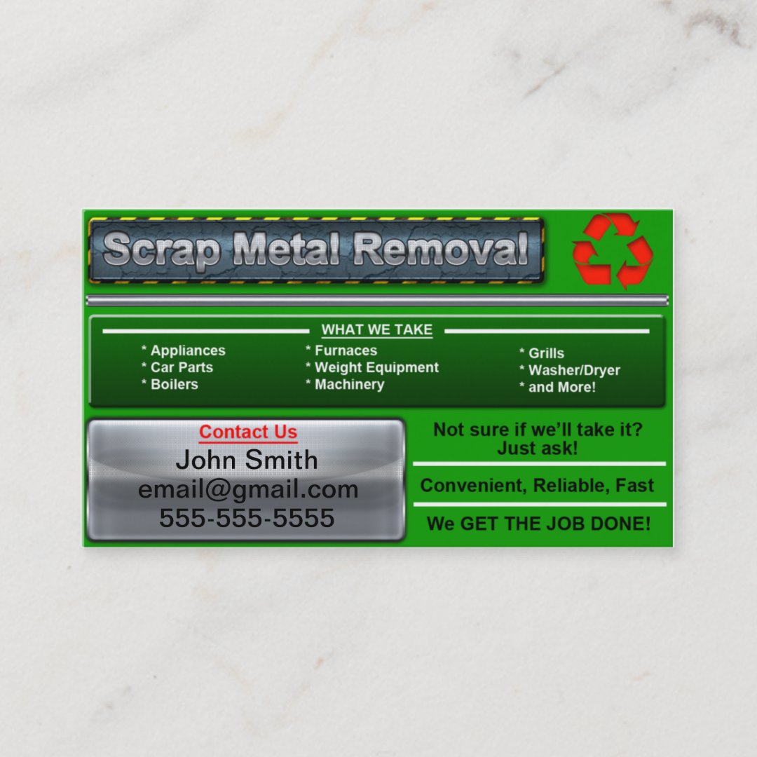 Stylish Scrap Metal Removal Business Card | Zazzle