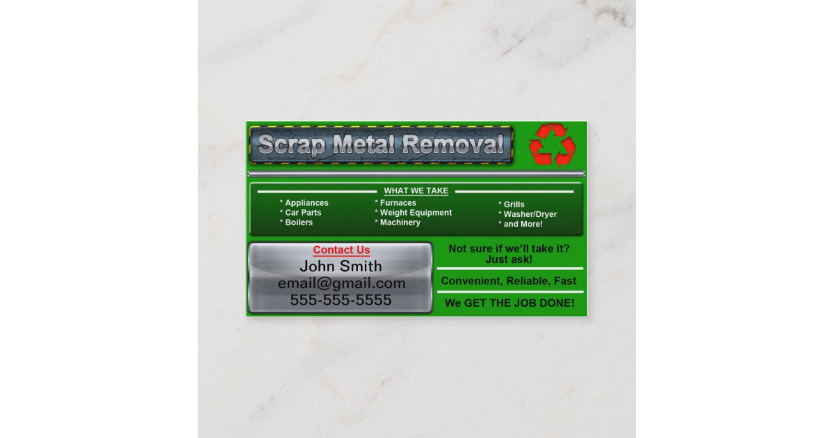 Stylish Scrap Metal Removal Business Card | Zazzle