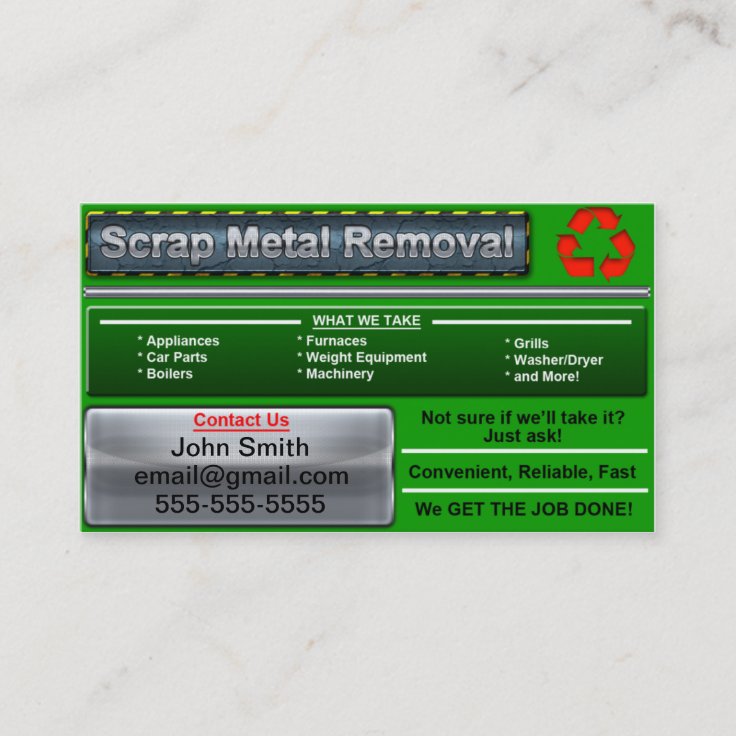 Stylish Scrap Metal Removal Business Card | Zazzle