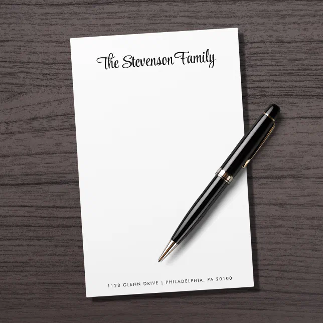 Stylish Script Family Name Monogram Stationery | Zazzle