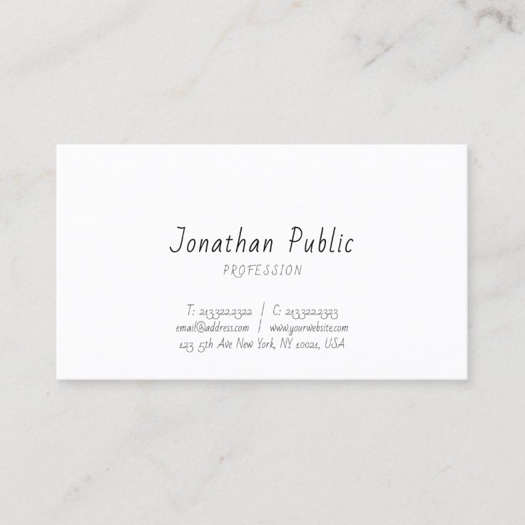 Stylish Script Modern Designed Simple Template Business Card | Zazzle