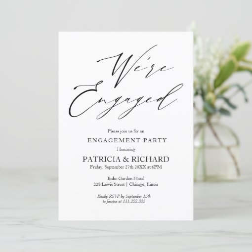Stylish Script We Are Engaged Engagement Party Invitation | Zazzle