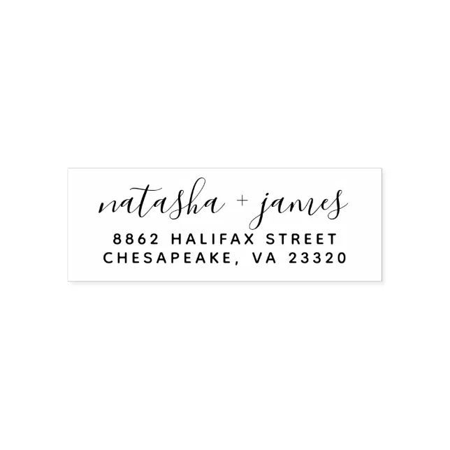 Stylish Script Wedding Return Address Stamp | Zazzle