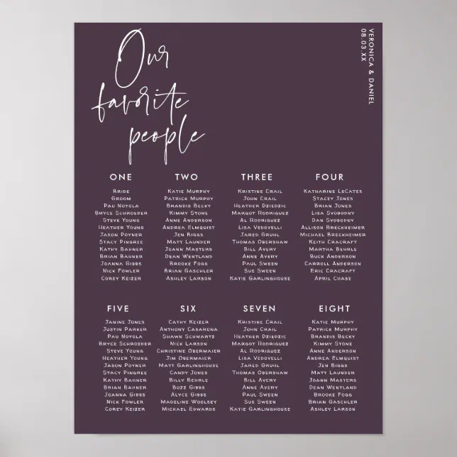 Stylish Script | Wedding Table Seating Poster | Zazzle