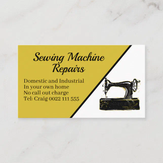 Stylish Sewing Machine Repair Business Card | Zazzle