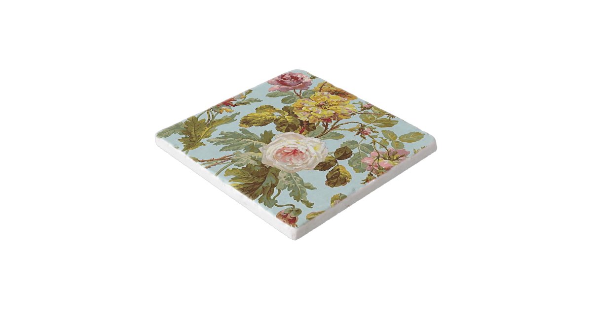 Stylish Shabby Chic Blush Pink Rose Flower Pattern Trivet | Zazzle