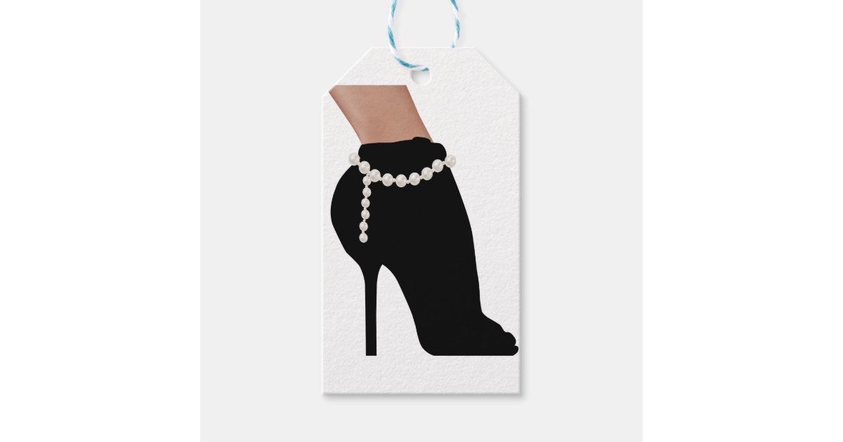 stylish silhouette beautiful woman shoes high heel gift tags | Zazzle