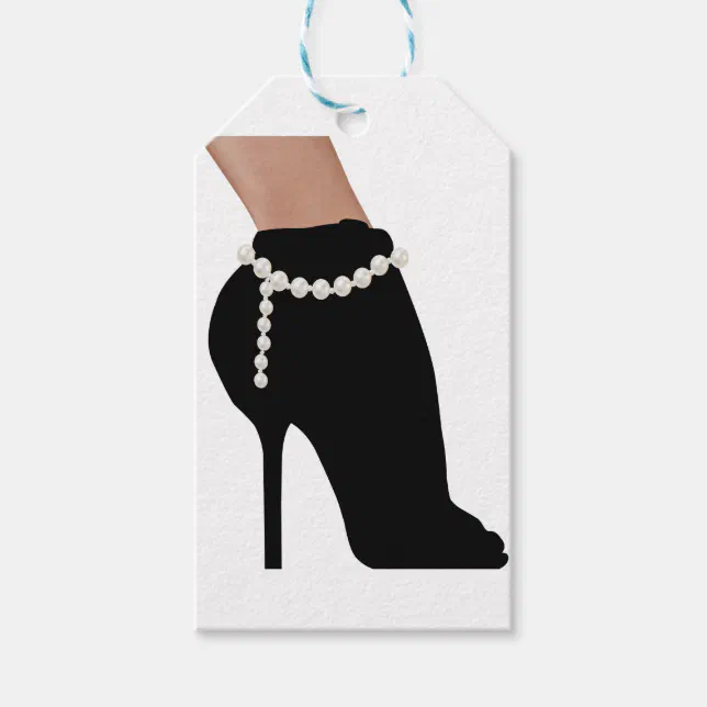 stylish silhouette beautiful woman shoes high heel gift tags | Zazzle