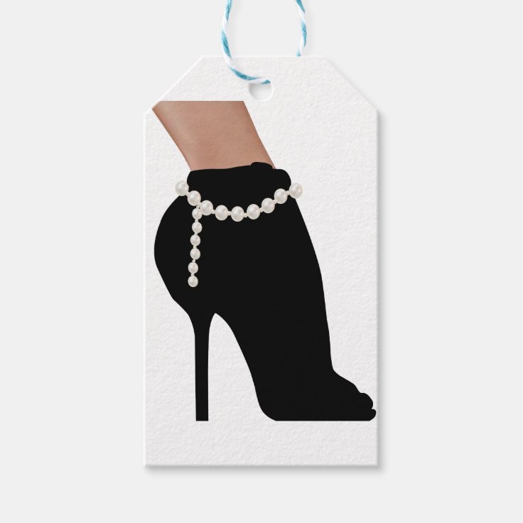 stylish silhouette beautiful woman shoes high heel gift tags | Zazzle