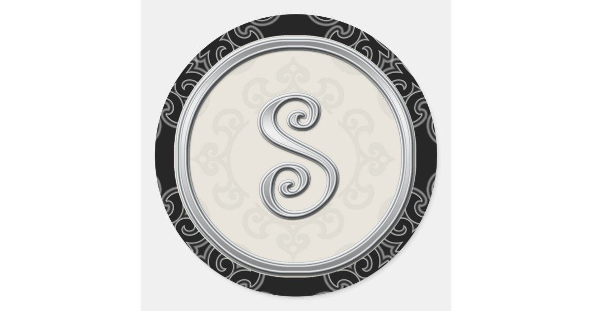 Stylish Silver Monogram Stickers::Initial S Seal | Zazzle
