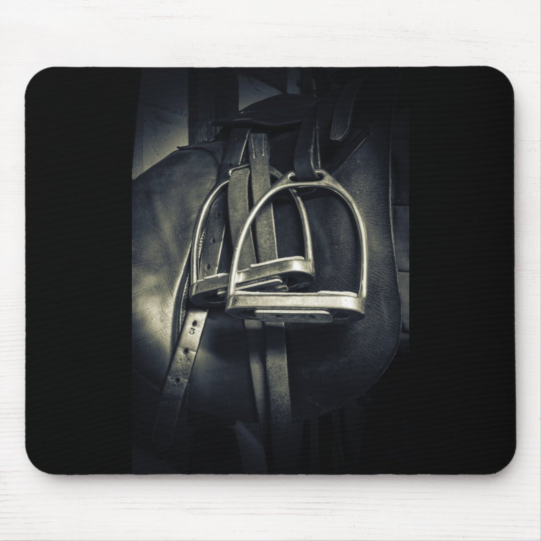 Stylish Silver Stirrups on English Riding Saddle Mouse Pad | Zazzle