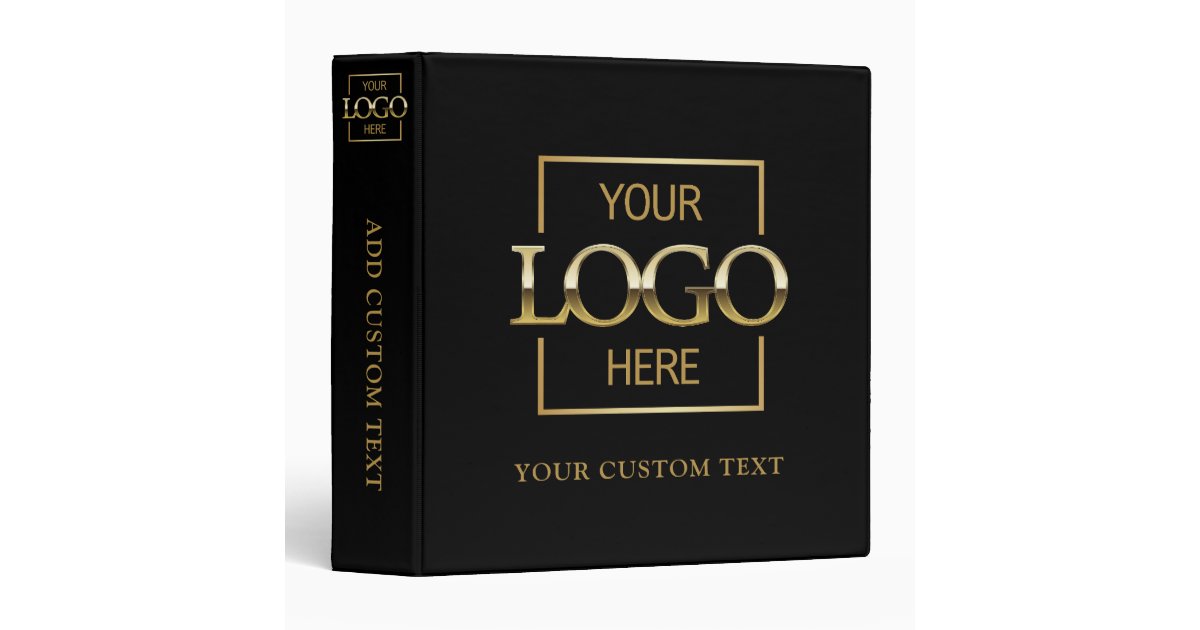 Stylish Simple Custom Business Logo No Minimum 3 Ring Binder | Zazzle