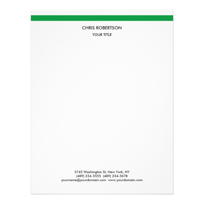 Stylish Simple Green Line White Minimalist Modern Letterhead | Zazzle.com