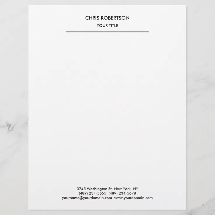 Stylish Simple Minimalist Modern Letterhead | Zazzle