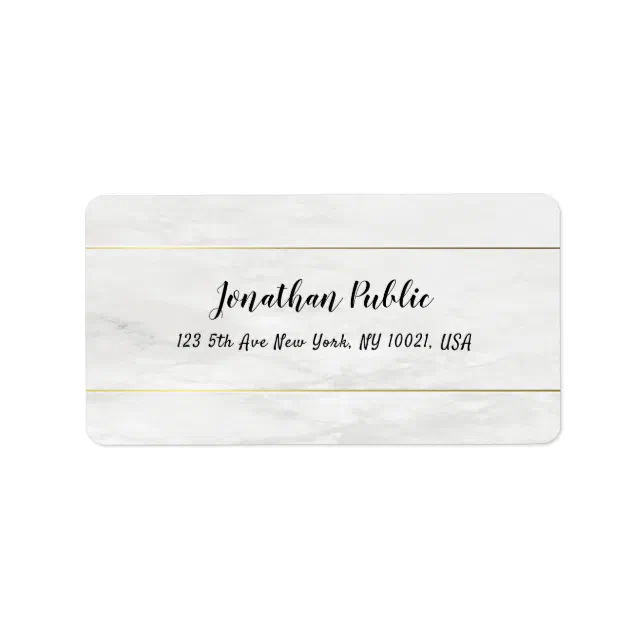 Stylish Simple White Marble Gold Modern Template Label | Zazzle