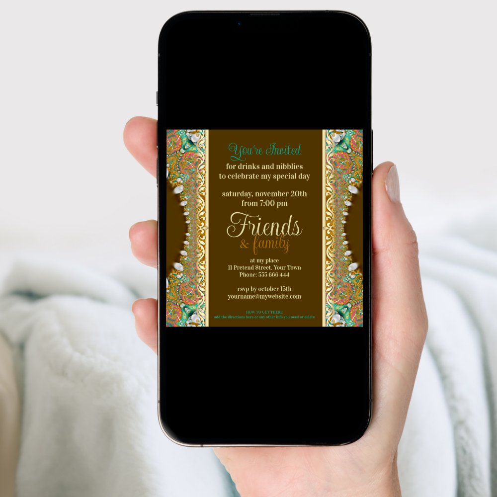 Stylish Sixty Bohemian Adult Birthday Party Invitation - Snuggle ...