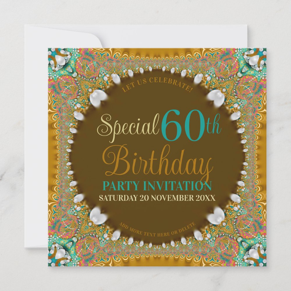Stylish Sixty Bohemian Adult Birthday Party Invitation - Snuggle ...