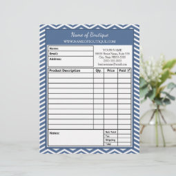Stylish Slate Blue Chevron Beauty Salon Order Form Letterhead | Zazzle