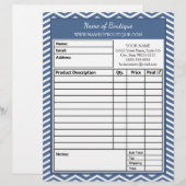 Stylish Slate Blue Chevron Beauty Salon Order Form Letterhead | Zazzle