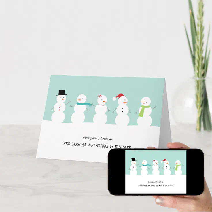 Stylish Snowmen Business/Corporate Holiday Card | Zazzle